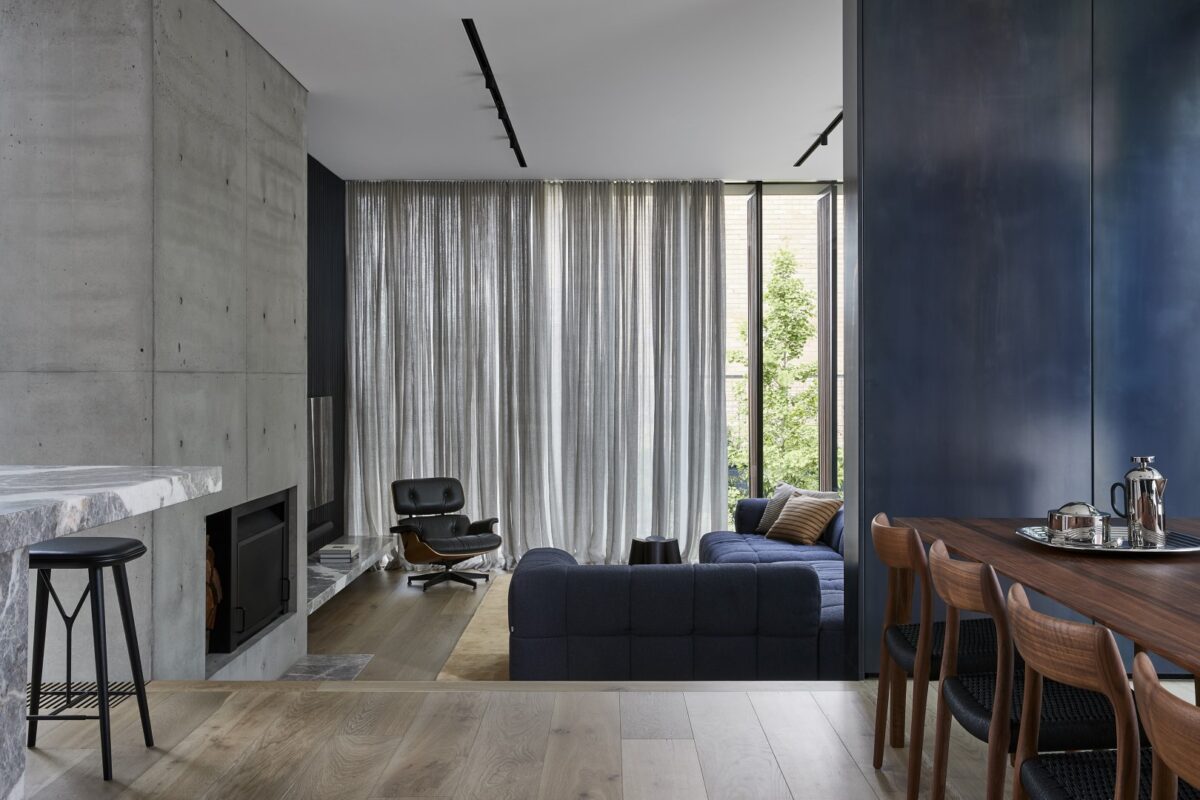 Grey Timber Flooring with Extra-Wide Floorboards at Hidden House